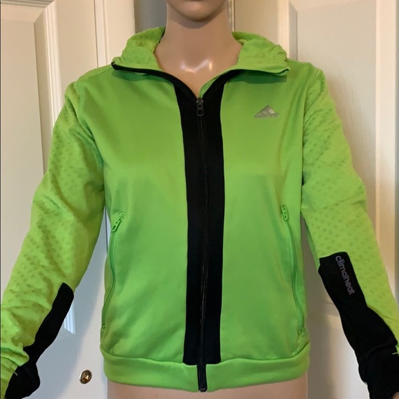 adidas | Tops | Adidas Climaheat Neon Green Hoodie Jacket | Poshmark